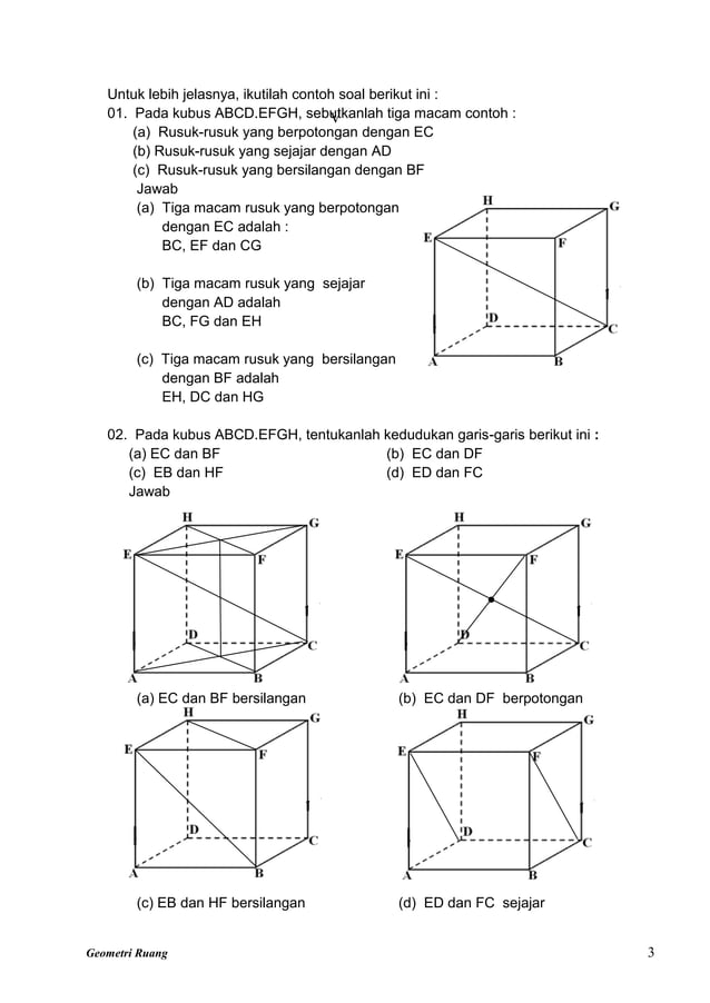 kedudukan titik, garis dan bidang dalam ruang | PDF