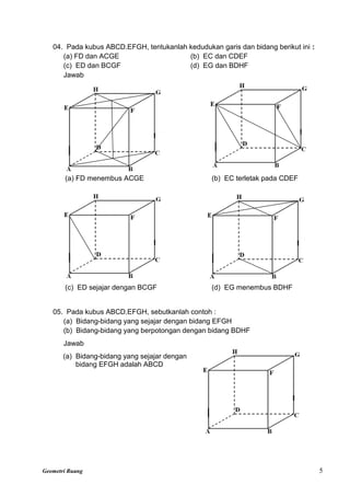 kedudukan titik, garis dan bidang dalam ruang | PDF