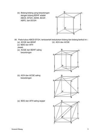 kedudukan titik, garis dan bidang dalam ruang | PDF