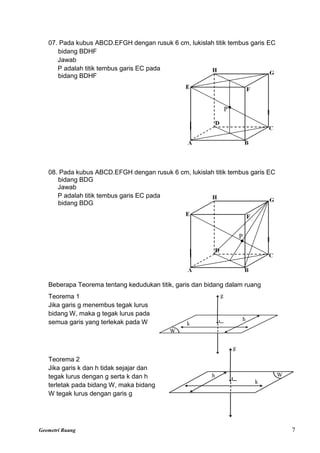 kedudukan titik, garis dan bidang dalam ruang | PDF