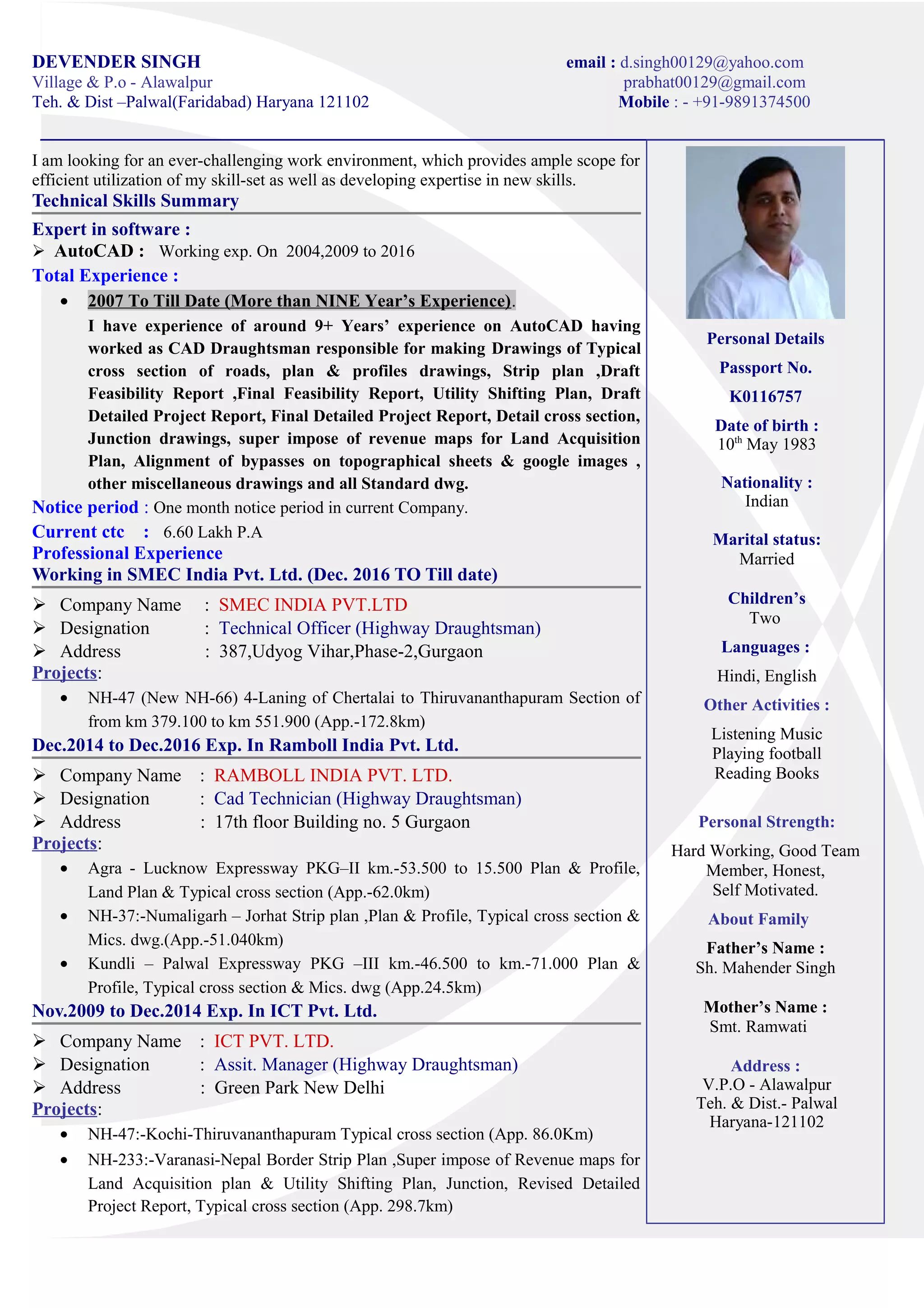 Final Cv Devender Singh | PDF