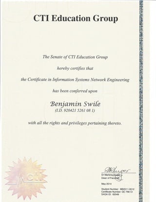 Benjamin Swile CTI Certificate | PDF
