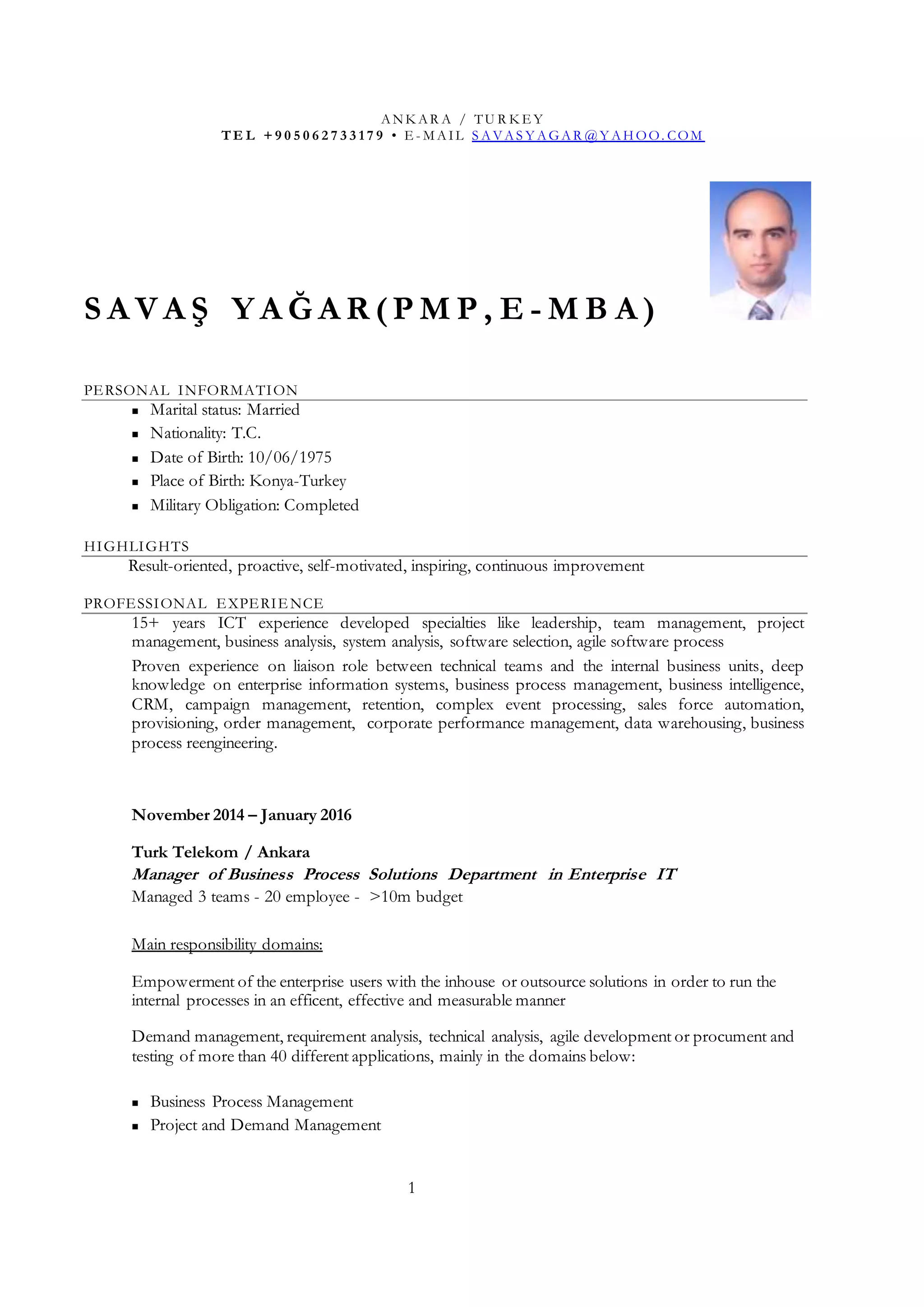SavasYAGAR_CV_2015 | PDF
