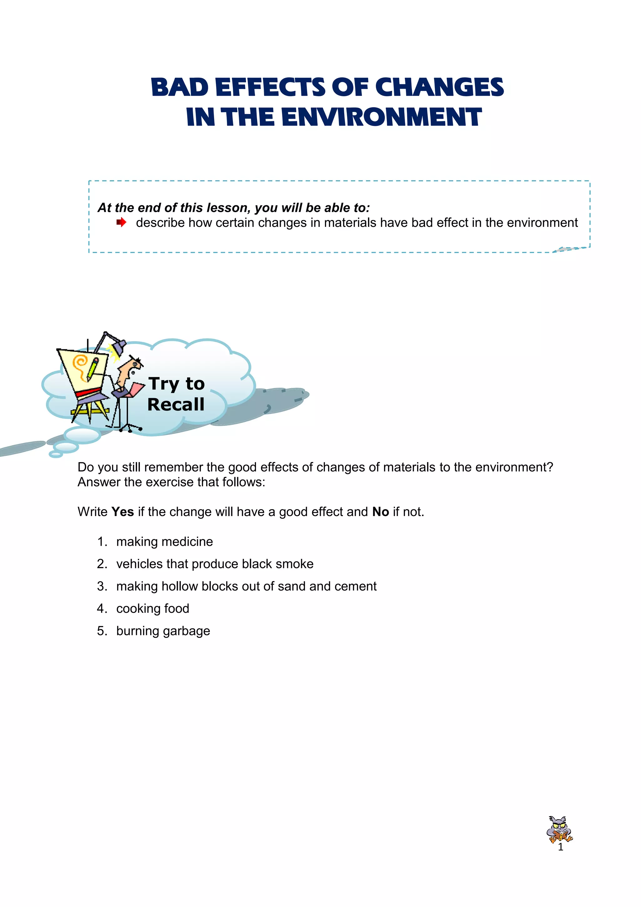 01 bad effects of changes in the environment | PDF