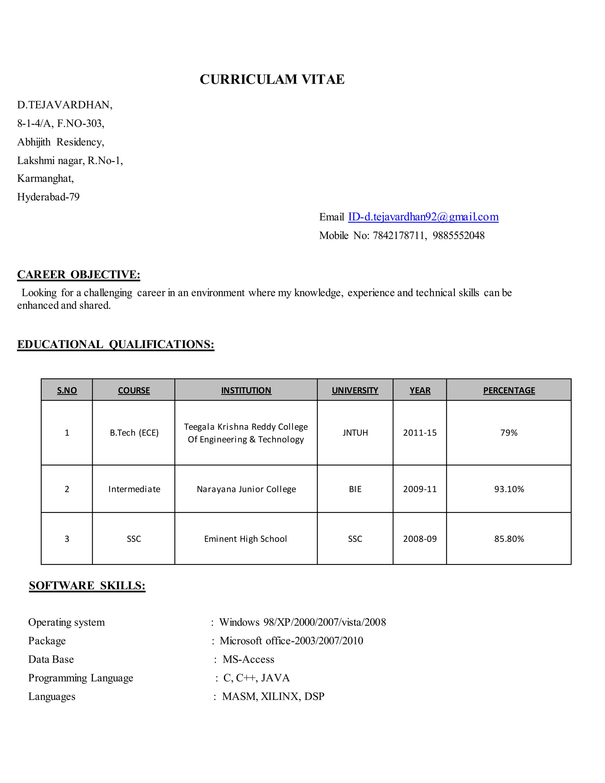 Teja final resume | PDF