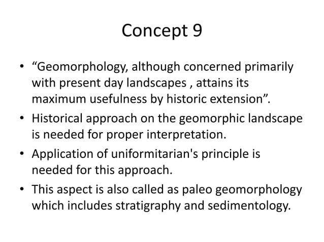 Fundamental concepts of geomorphology | PPTX | Geology | Science
