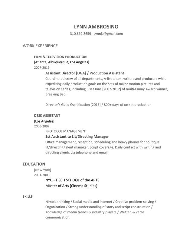 LYNNAMBROSINORESUME2017 (1) | PDF