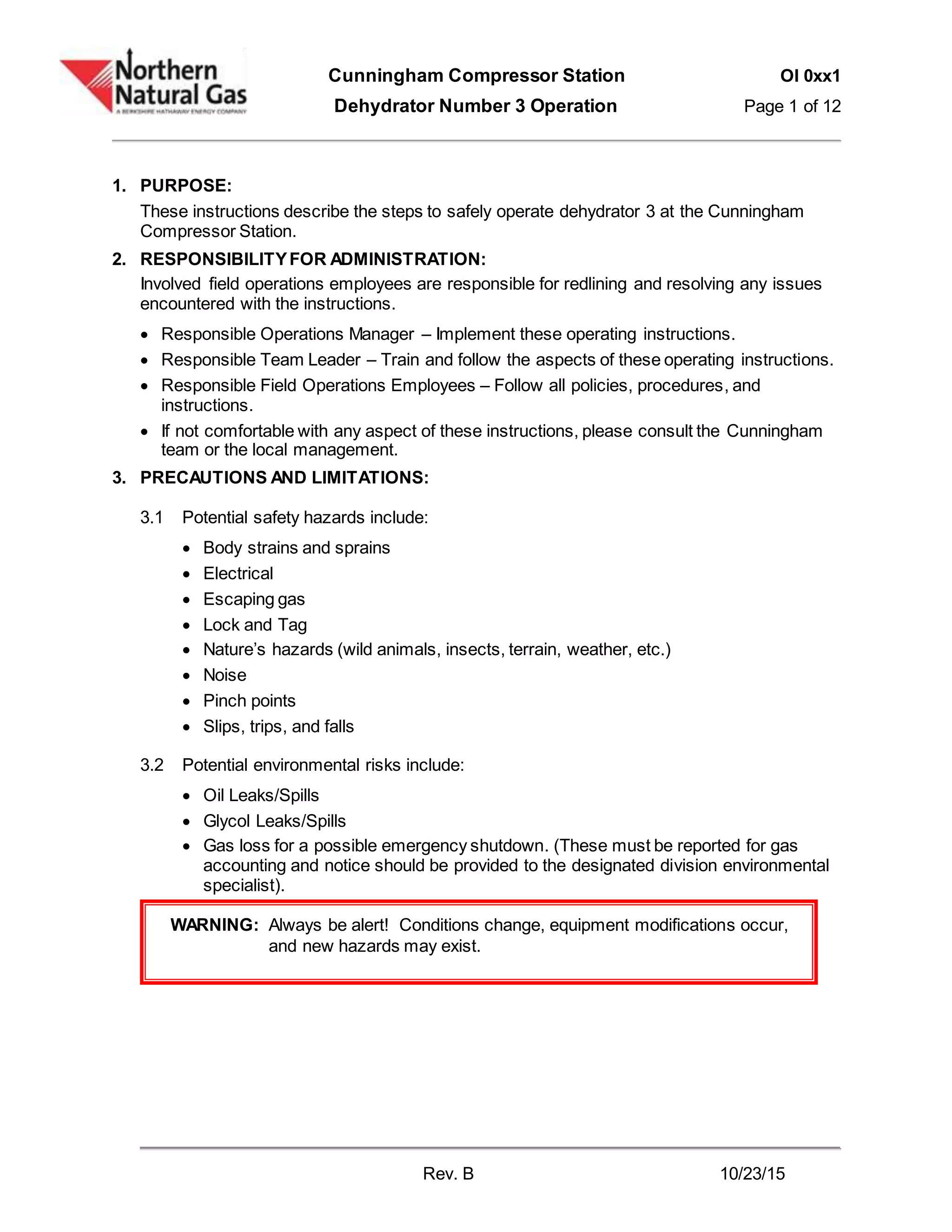 OI-0XX1 Cunningham Compressor Station Dehy 3 Operations | DOCX