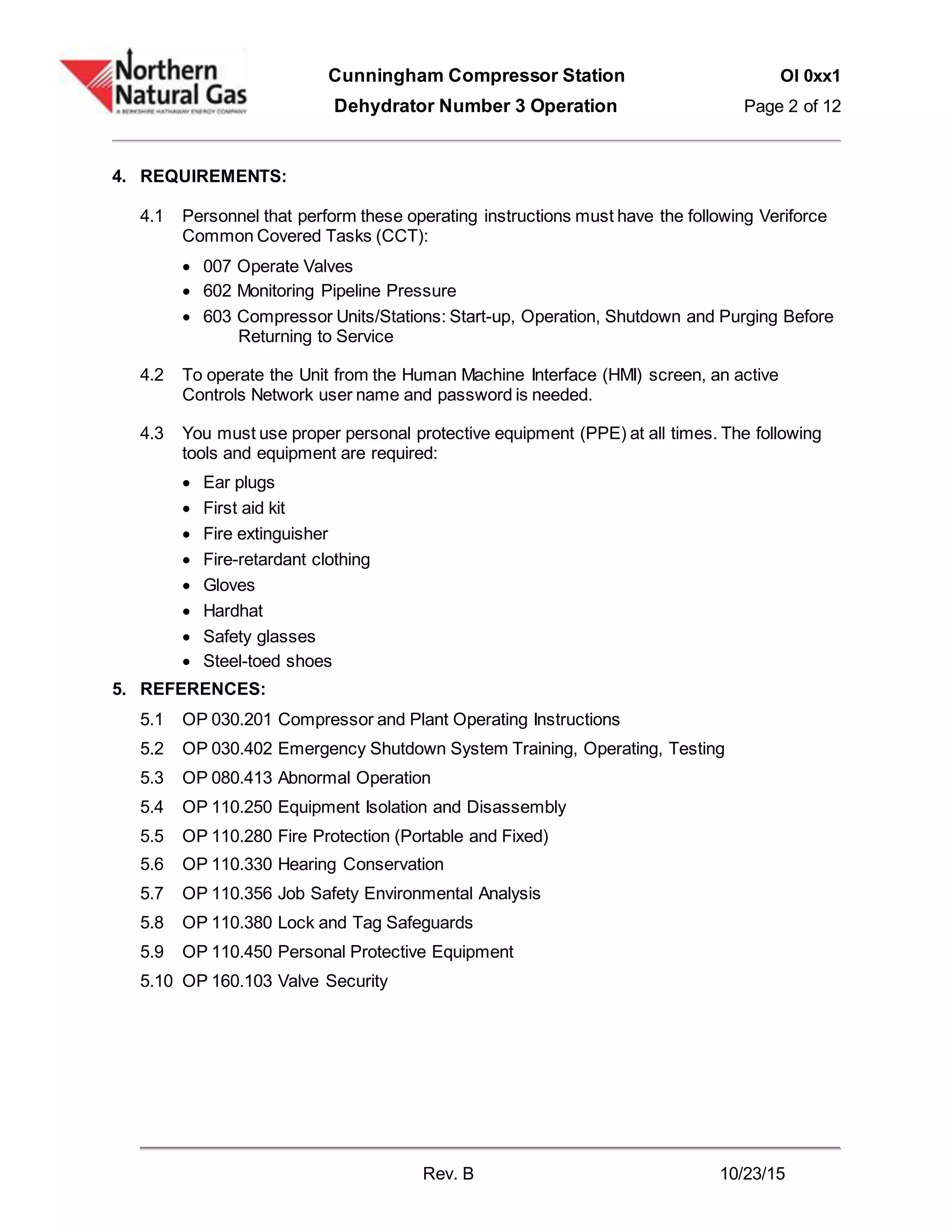OI-0XX1 Cunningham Compressor Station Dehy 3 Operations | DOCX