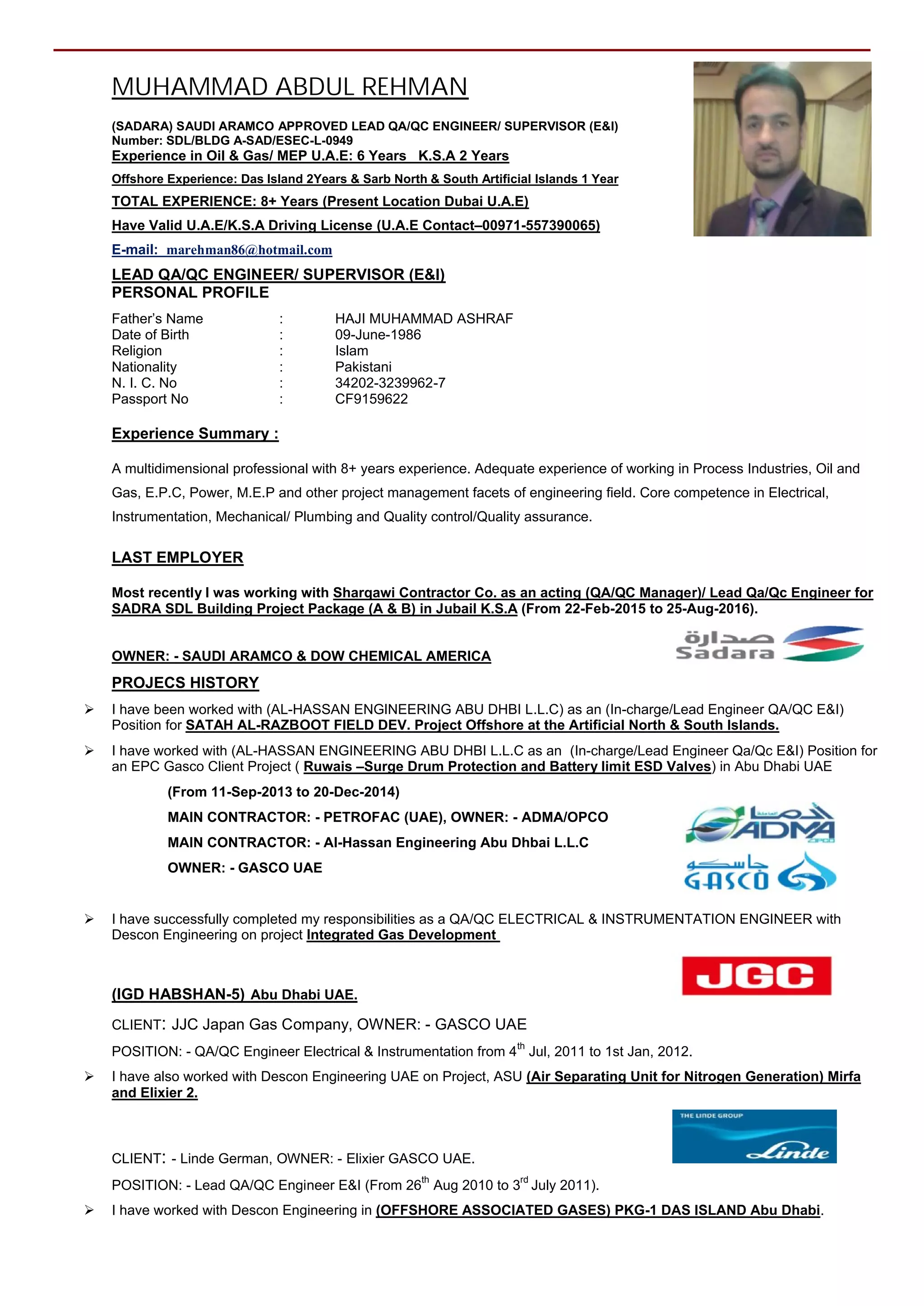 Updated CV Lead QAQC Engineer Acting QaQc Manager | PDF