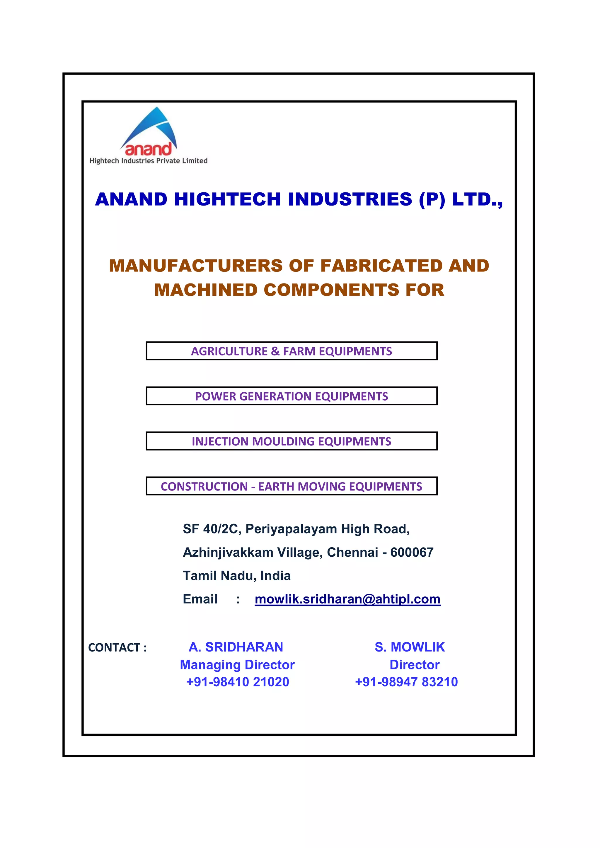 ANAND HIGHTECH INDUSTRIES_Company Profile | PDF