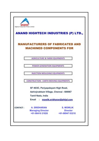 ANAND HIGHTECH INDUSTRIES_Company Profile | PDF