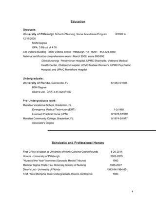 Curriculum Vitae Lynn Fitzgerald Macksey CRNA | DOC