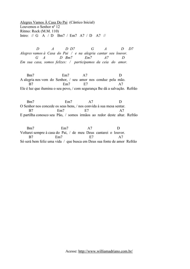 Cântico Alegres Vamos À Casa Do Pai | PDF
