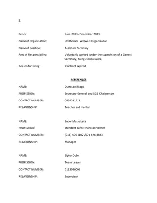 CURRICULUM VITAE OF BUSISIWE DC | PDF