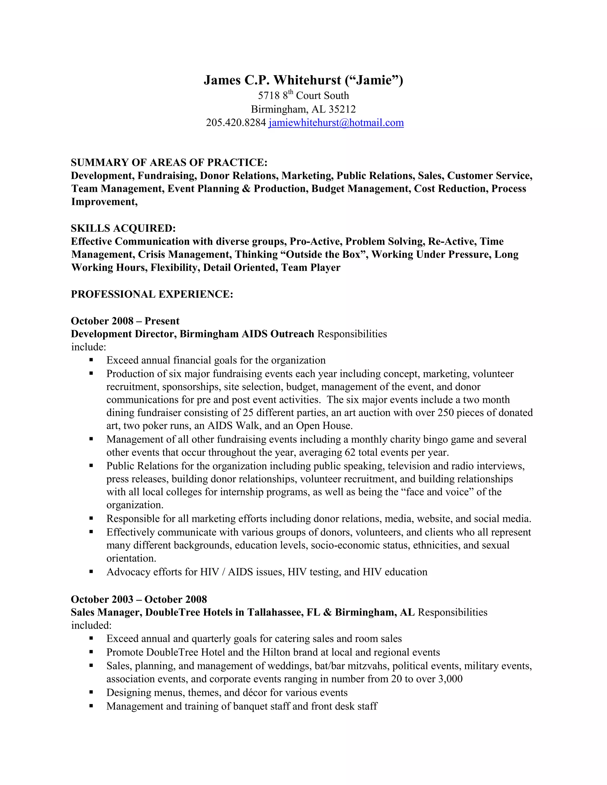 Jamie Whitehurst Resume (1) | PDF