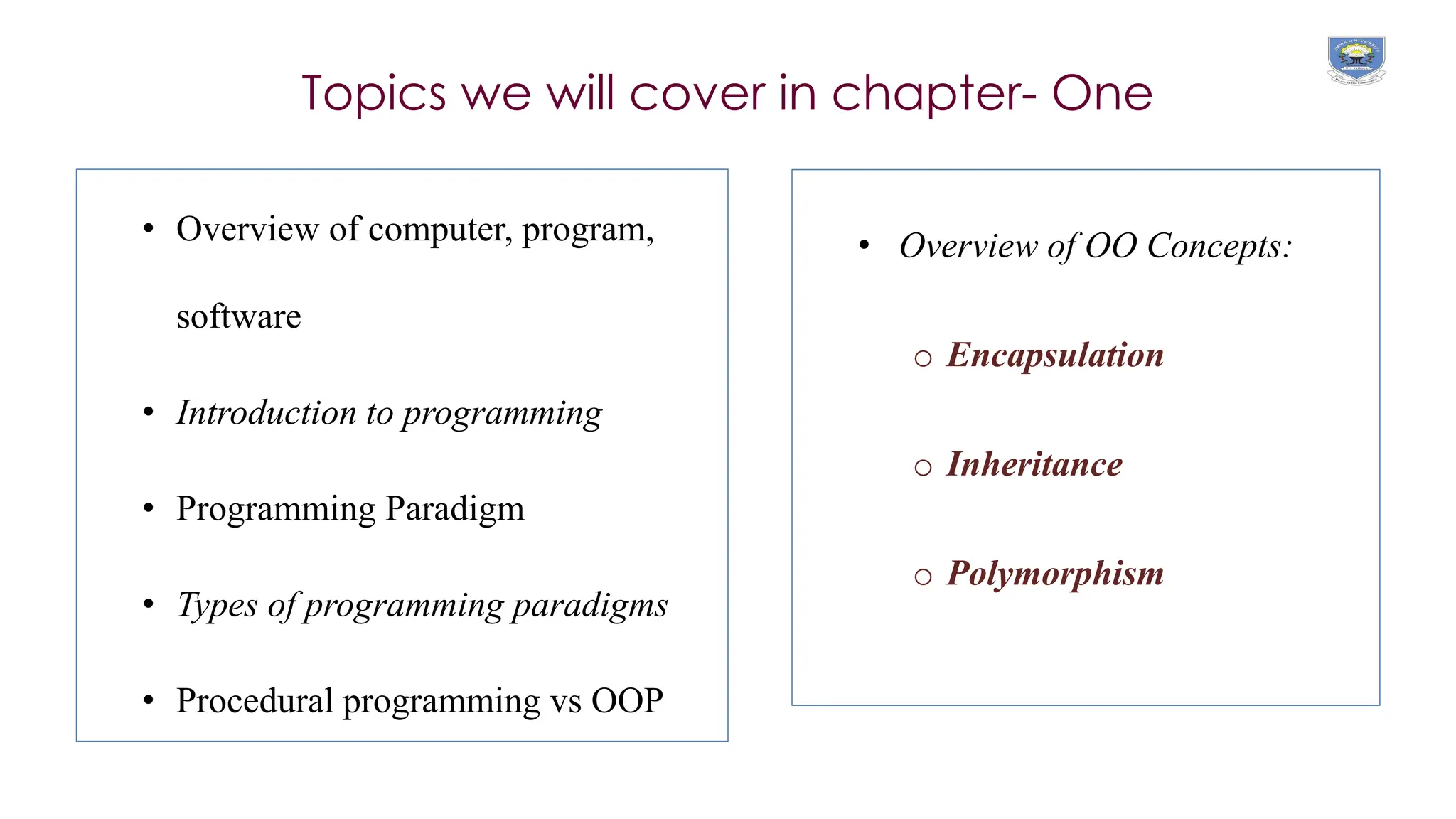 01Chapter One -Introduction to Object oriented programming | PDF
