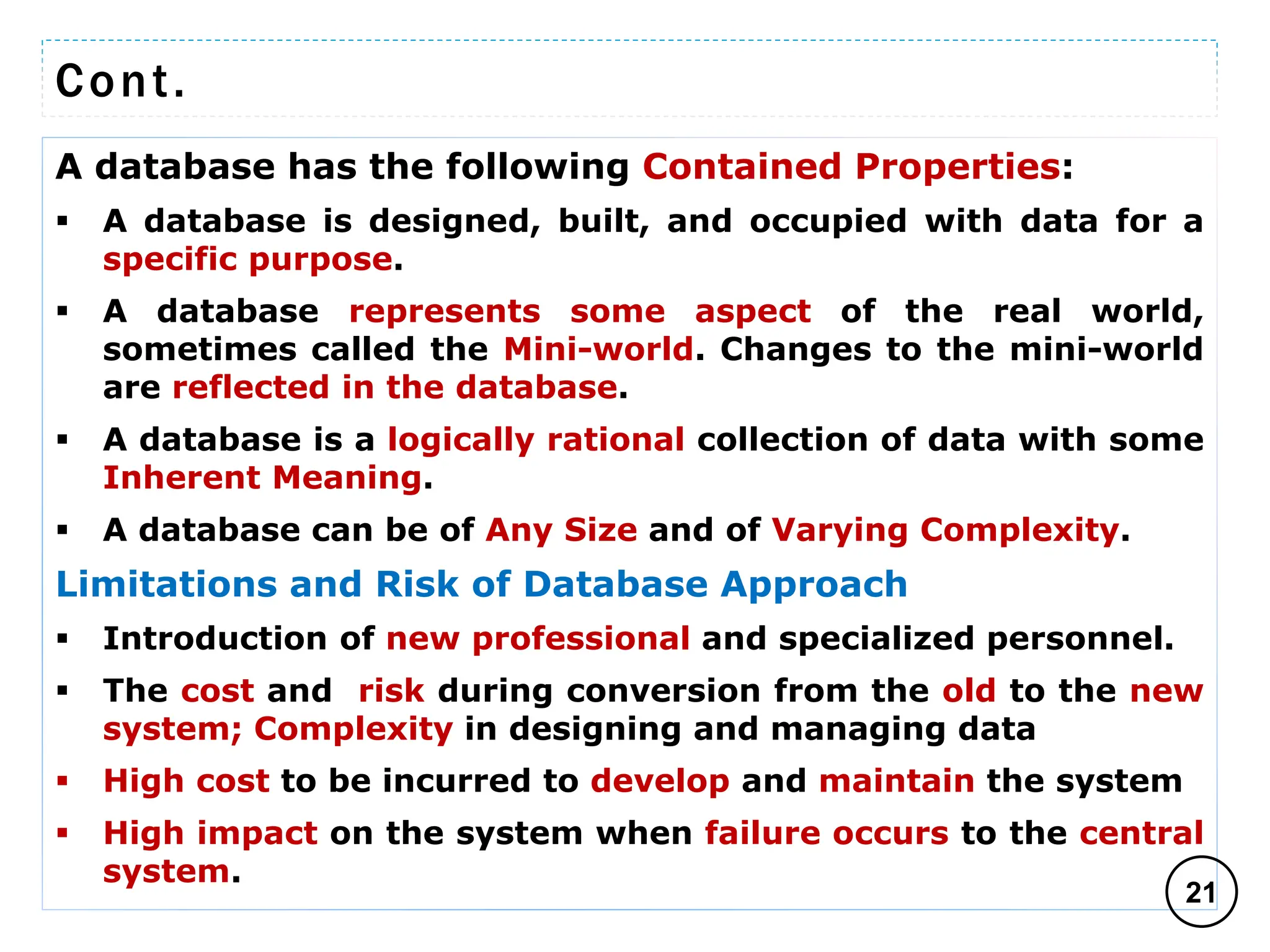 01 CHAPTER ONE PART I - OVERVIEW OF THE DATABASE SYSTEM.pptx | Databases | Computer Software and ...