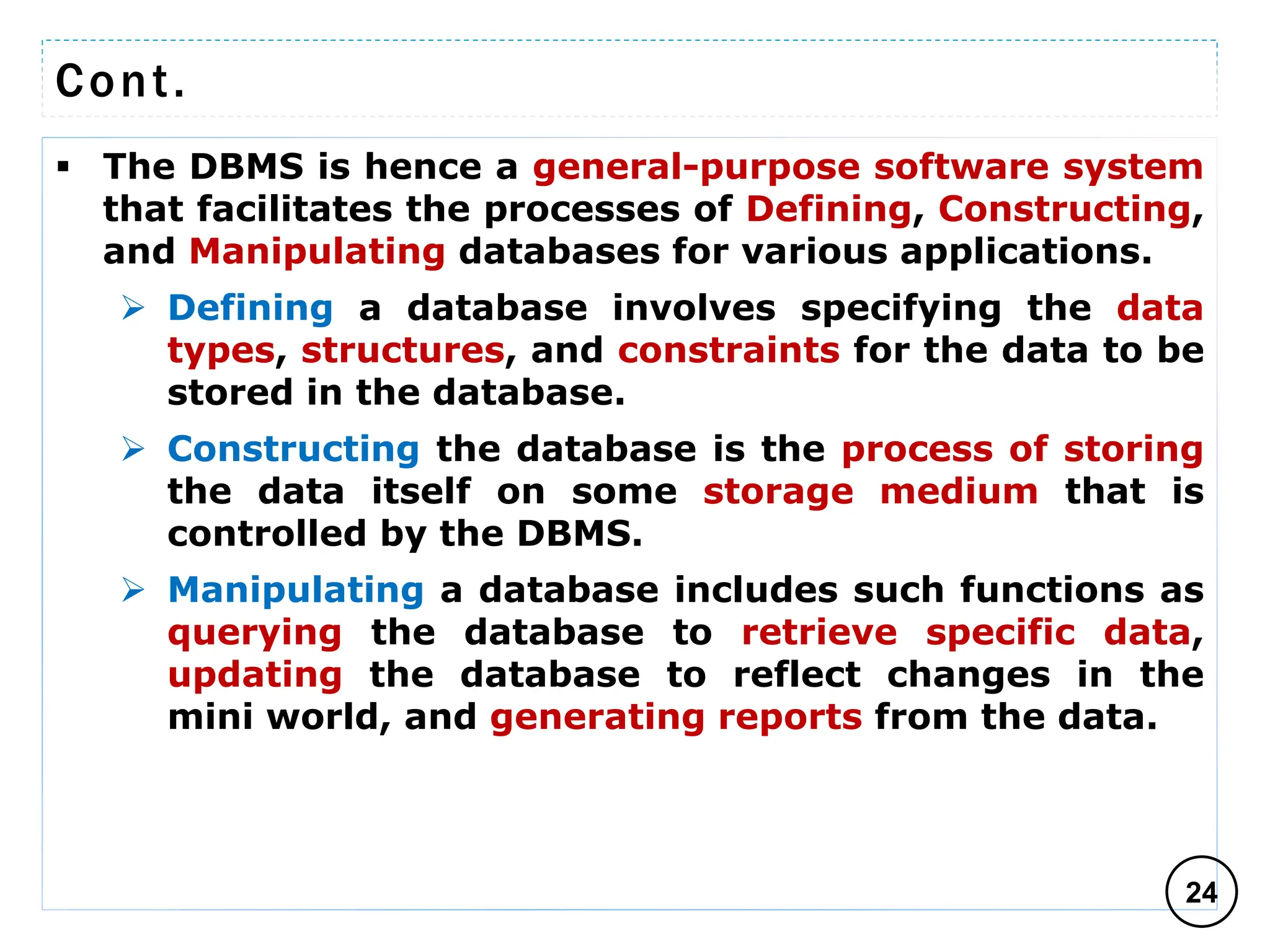 01 CHAPTER ONE PART I - OVERVIEW OF THE DATABASE SYSTEM.pptx | Databases | Computer Software and ...