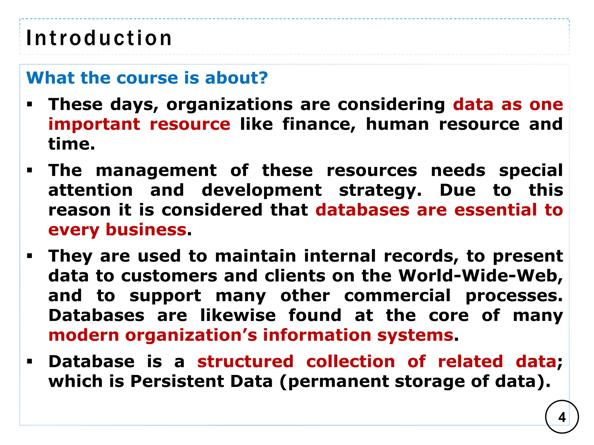 01 CHAPTER ONE PART I - OVERVIEW OF THE DATABASE SYSTEM.pptx | Databases | Computer Software and ...