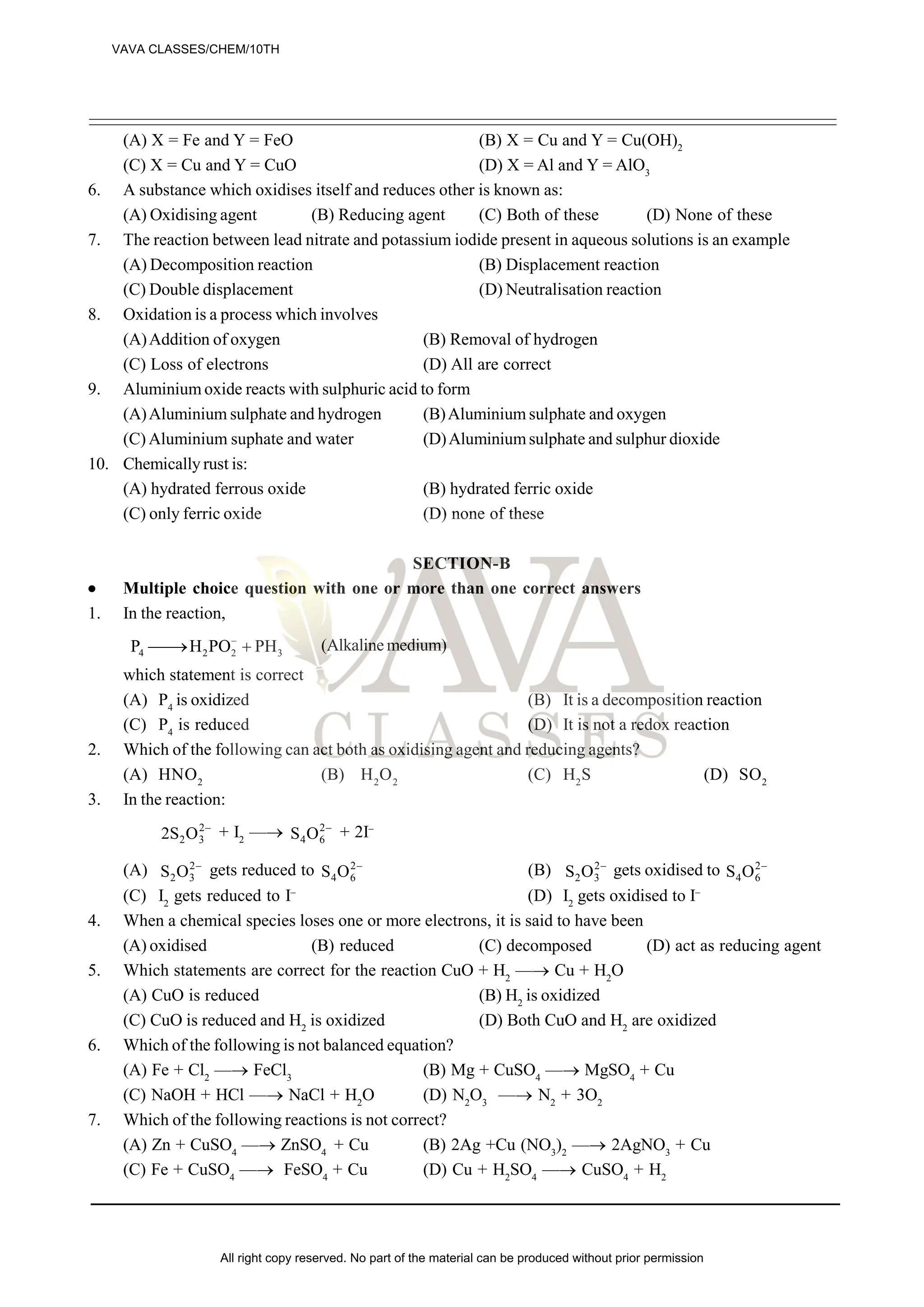 Chemical reactions and equations Class 10 science PDF | PDF