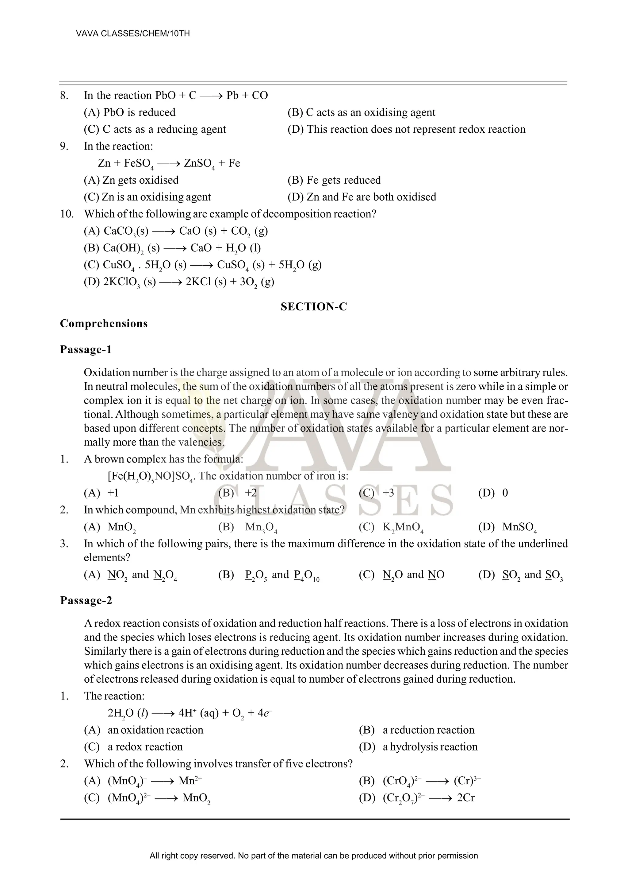 Chemical reactions and equations Class 10 science PDF | PDF