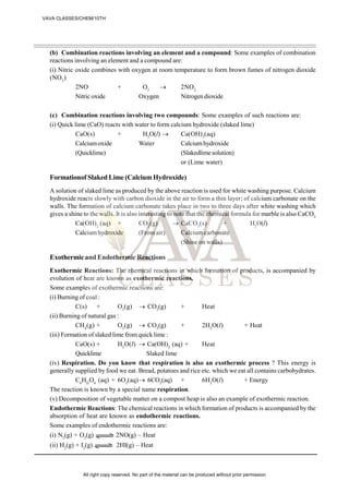 Chemical reactions and equations Class 10 science PDF | PDF