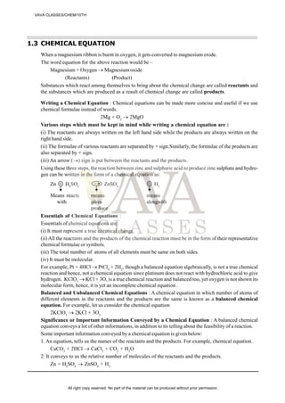 Chemical reactions and equations Class 10 science PDF | PDF