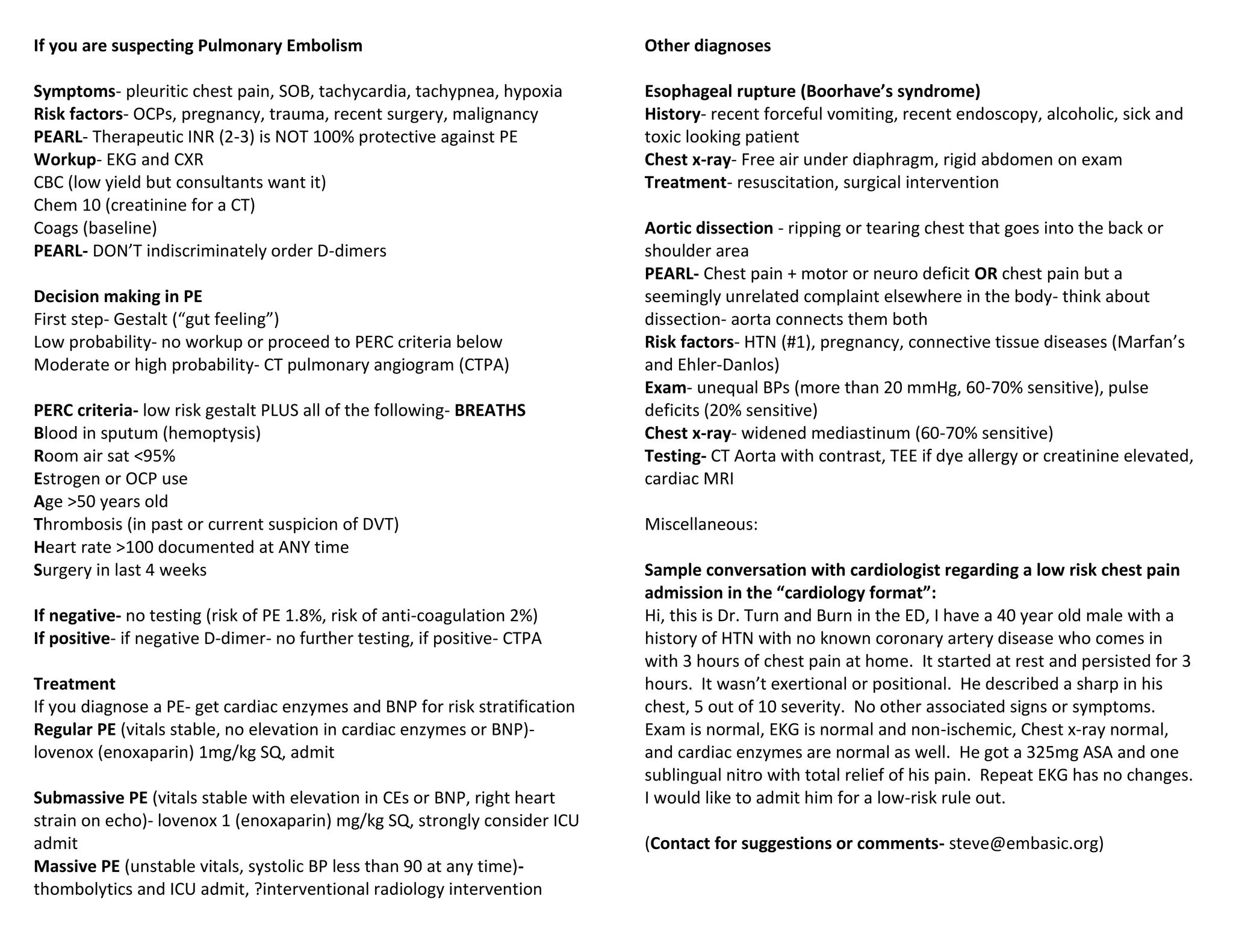 Chest pain approach in an Emergency Department | DOCX