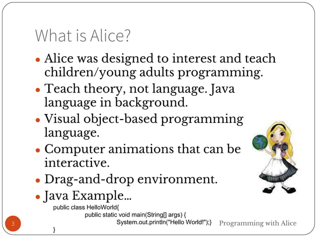 Programming with Alice - Class Overview | PPT