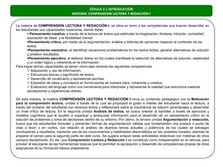 01 comprensión lectora y redacción i | PDF
