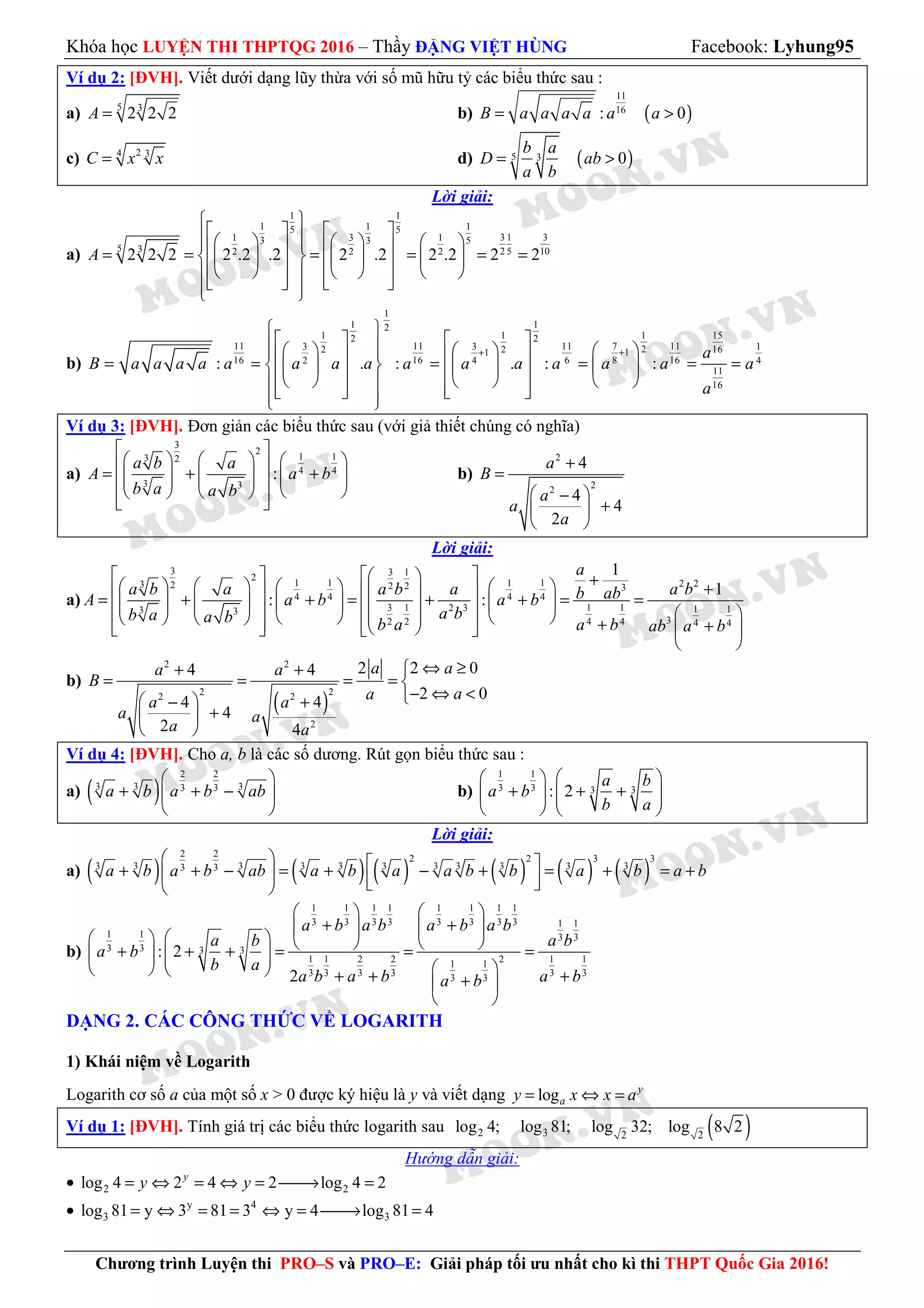 01 cong thuc mu va logarith pro_e(2016) | PDF