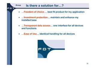 Customer Needs - FDT Technology Solution | PPT