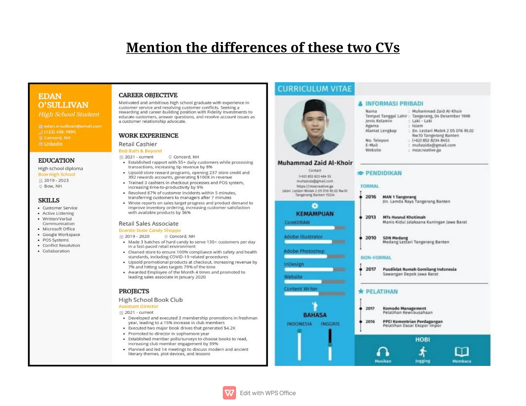CV find the difference between these two CVs | PPT