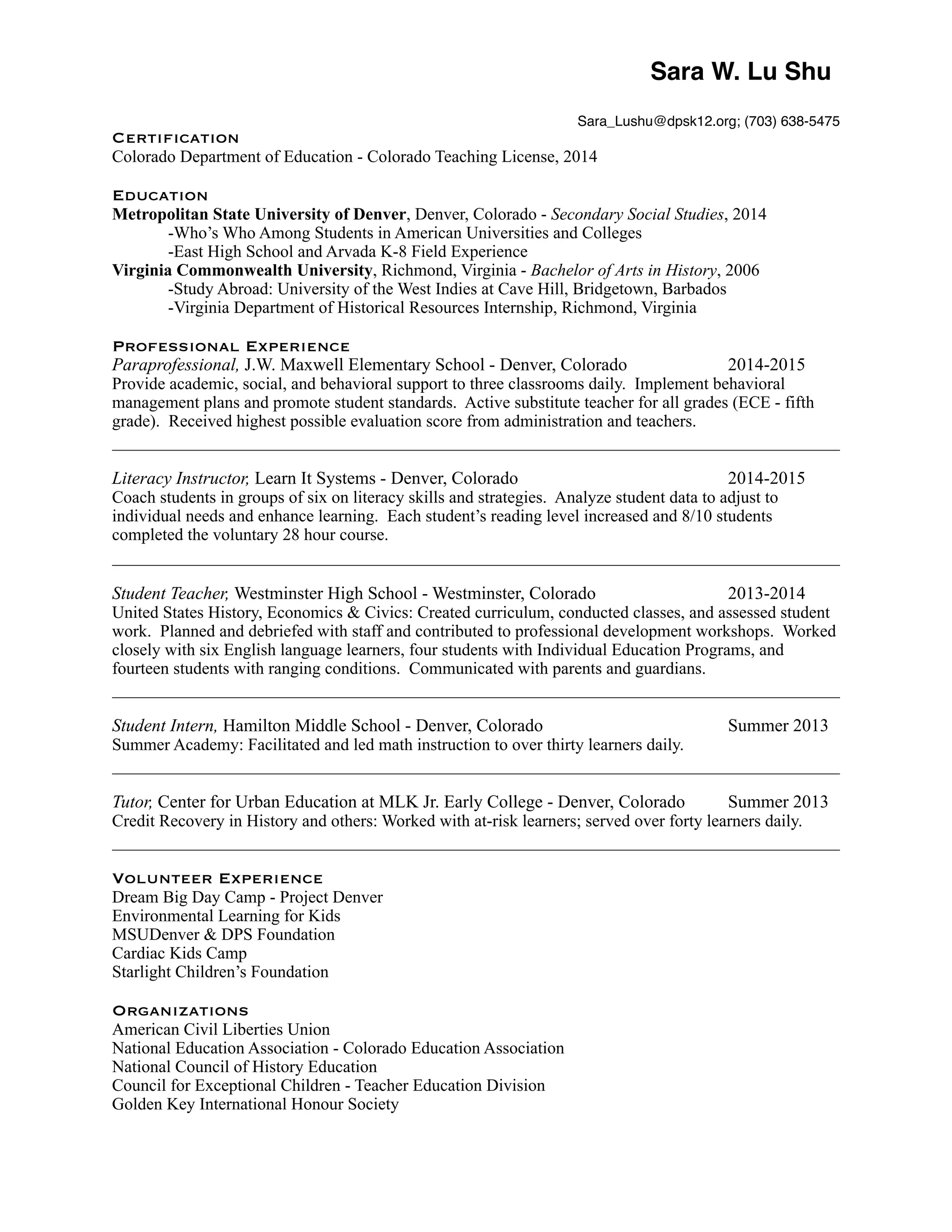 SLuShuResume 15 | PDF