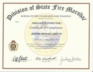 Firesafety Inspector Cert | PDF