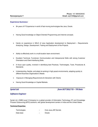 Ramanjaneyulu_Java | DOC | Web Development | Internet