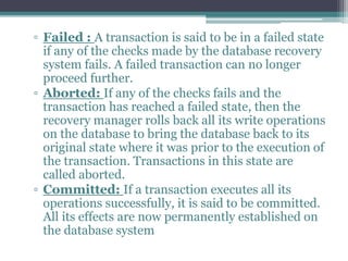 Transaction Processing its properties & States | PPTX | Databases ...