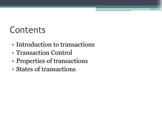 Transaction Processing its properties & States | PPTX | Databases ...