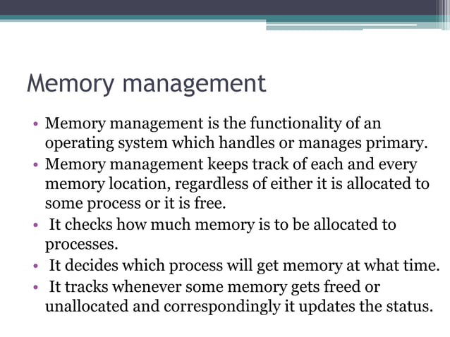 Managing Memory Allocation | PPT