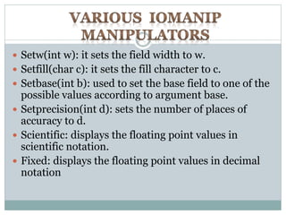 Preprocessor , IOSTREAM Library,IOMANIP Library | PPTX