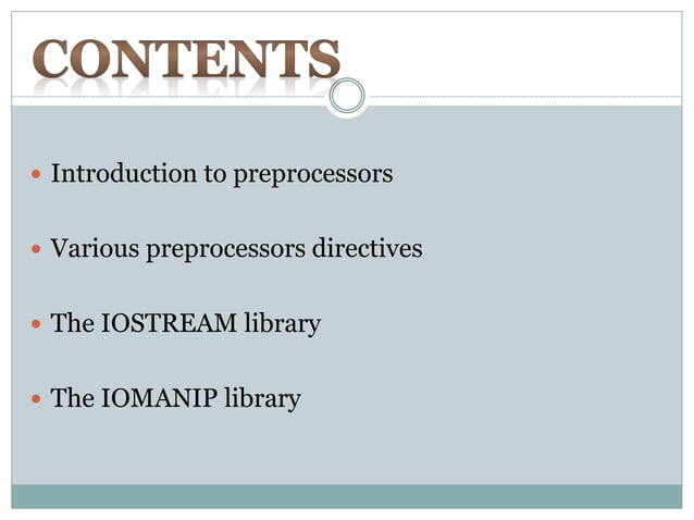 Preprocessor , IOSTREAM Library,IOMANIP Library | PPT