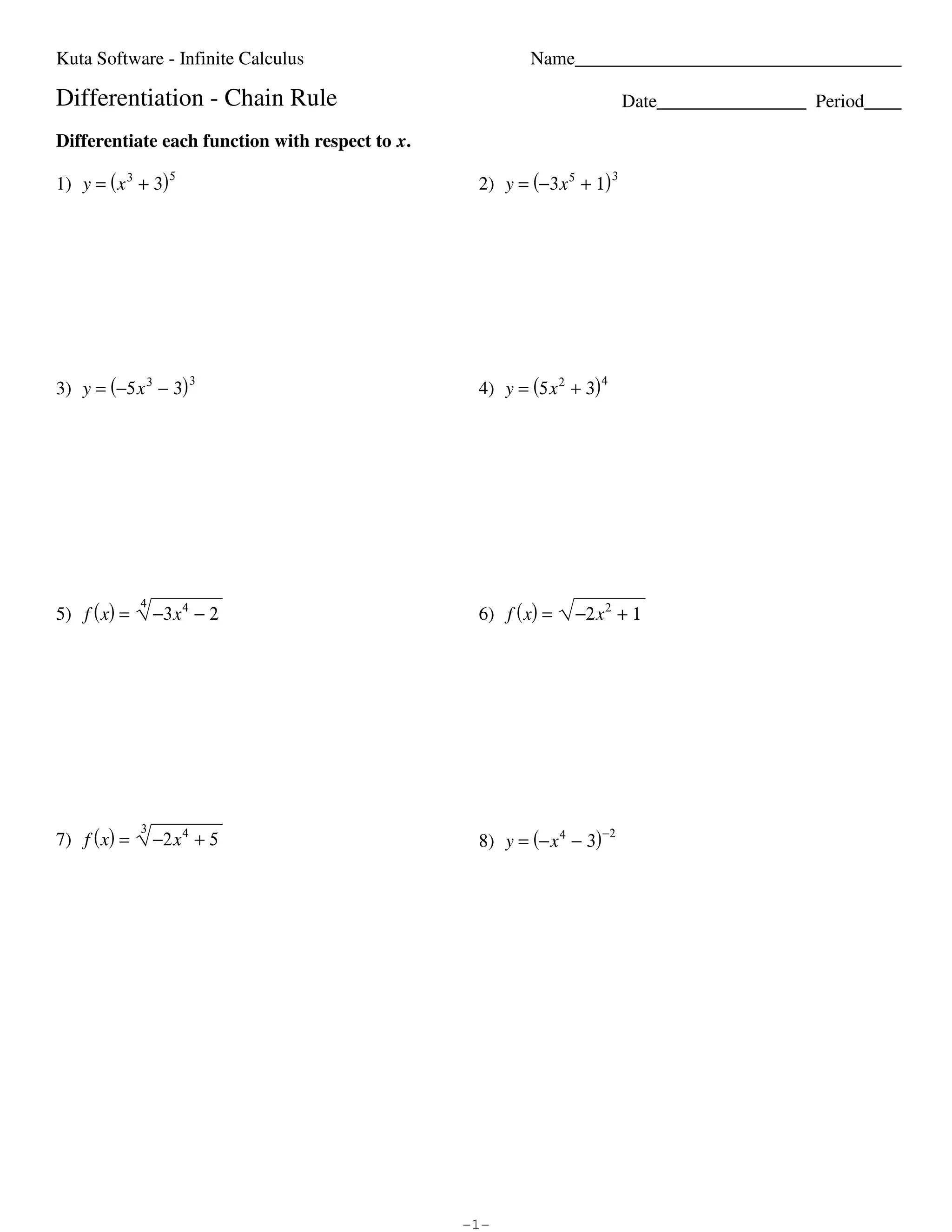 Derivative worksheet1 | PDF