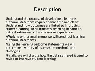 01 developing learning outcomes | PPT