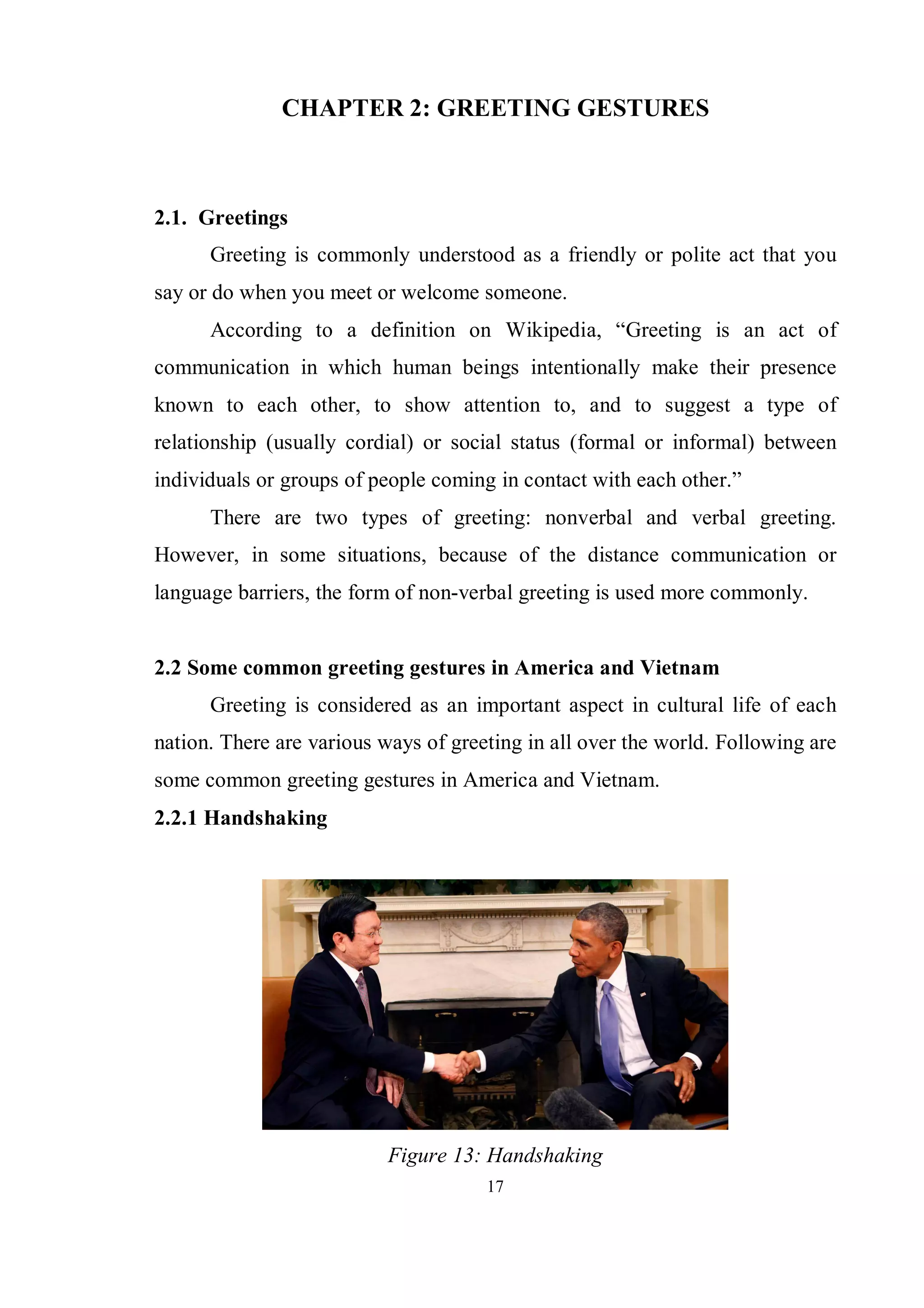 Đề tài: Using greeting gestures in America and Vietnam, HAY, 9đ | PDF
