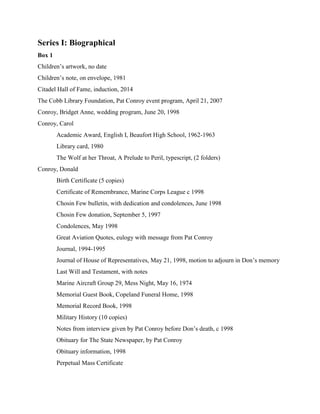 The Pat Conroy Archive, 1850- | PDF
