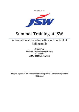 Summer Training at JSW | PDF