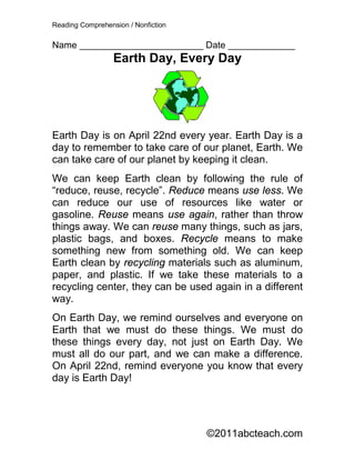 01 earth day article | PDF | Science