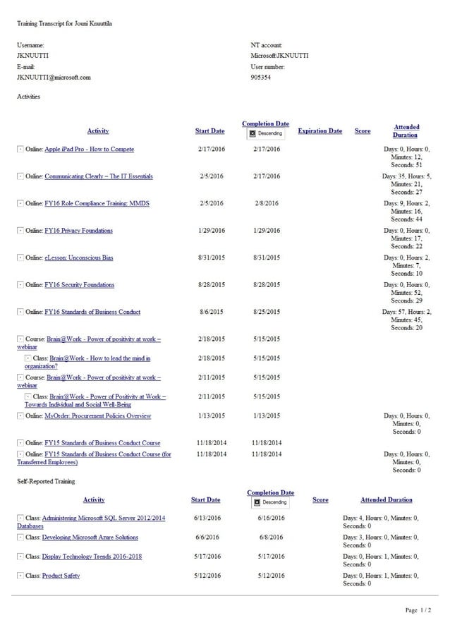 TrainingTranscripts | PDF