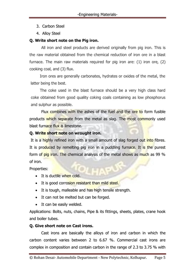 01 engineering materials | PDF